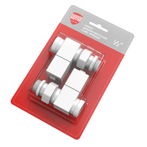 Набор дизайн-вентилей Royal Thermo CUBE, прямой (белый) 1/2" купить на ...