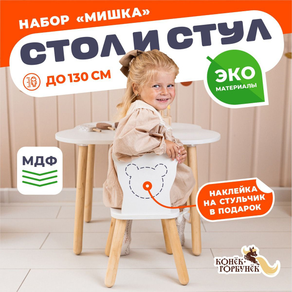 Детский стол и стул мишка, набор детской мебели - купить с доставкой по ...