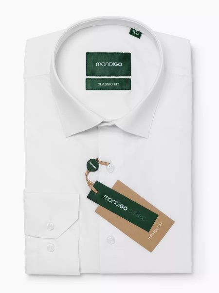 Рубашка Мужской Mondigo белый Длинный Хлопок, Полиэстер Воротник Однотонный, размер 48, 50 ...