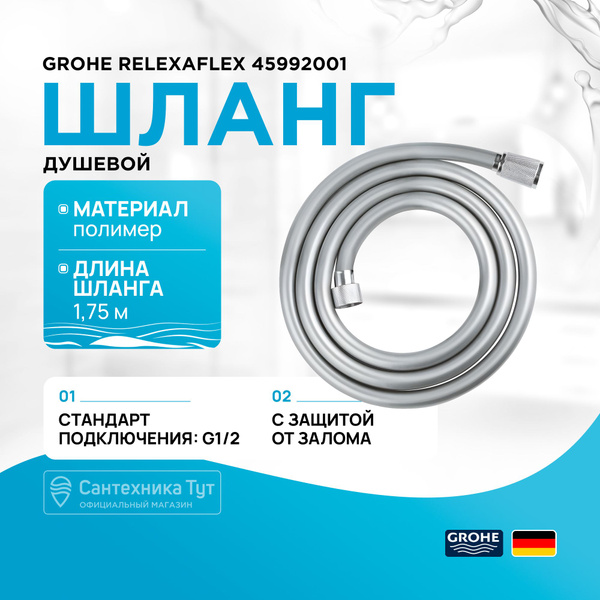 Душевой шланг Grohe Relexaflex 45992001 Хром купить на OZON по низкой цене (1064784913)