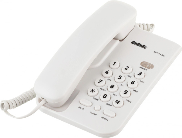 Телефон стационарный проводной BBK белый, BKT-74 RU W - купить с доставкой по выгодным ценам в ...