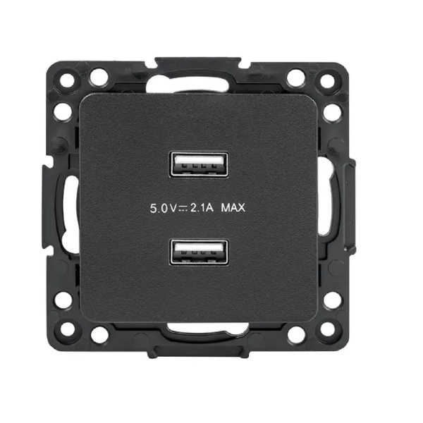 Розетка Стокгольм USB 1СП USB A+A 5В 2,1А механизм черный - купить с ...