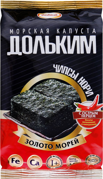 Характеристики Капуста морская DOSHIRAK Доль Ким, чипсы нори с острым ...
