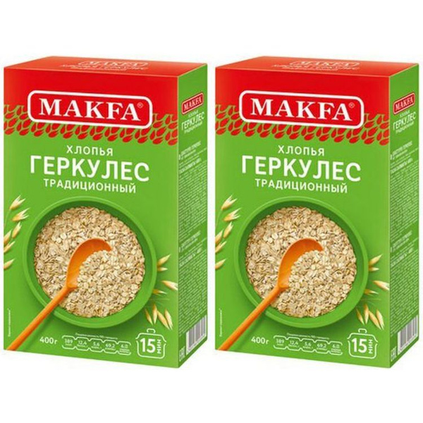 Хлопья Makfa Геркулес традиционный 400 г, набор: 2 штуки купить на OZON по низкой цене (1682855309)