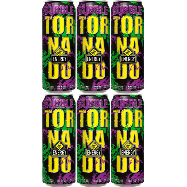Энергетический напиток Tornado Bubble газированный безалкогольный 450 мл, набор: 6 штук купить ...