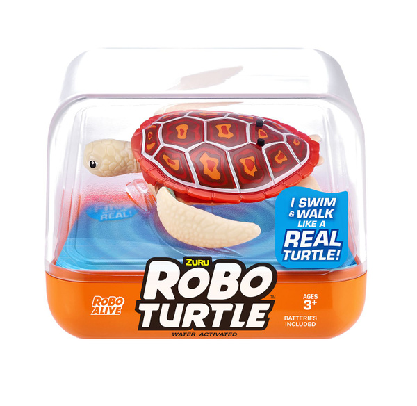 Интерактивная игрушка ZURU Robo Alive Черепашка дисплей-бокс Оранжевый ...