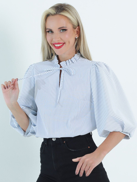 Блузка Женский DStrend белый Полиэстер, размер 50 Россия купить c доставкой на OZON по низкой ...