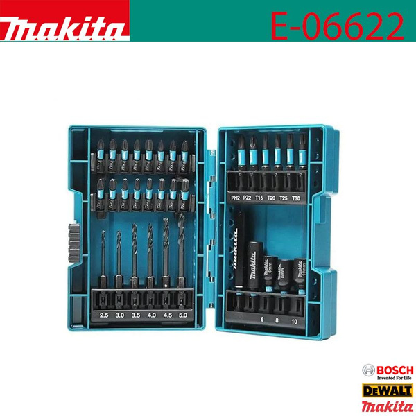 Makita E-06622 Набор ударных сверл по металлу черного цвета и отверток ...