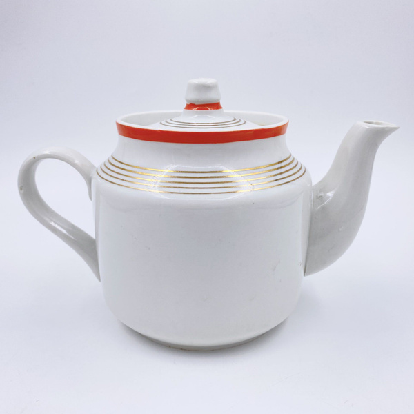 Чайник винтажный заварочный, фарфор, золочение, Дмитровский фарфоровый завод ДФЗ Вербилки, СССР ...