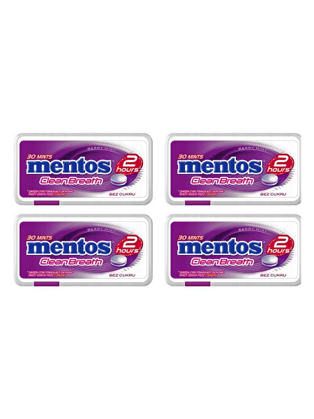 Жевательные конфеты Mentos Clean Breath Berry Mint, 4 уп по 21 гр купить на OZON по низкой цене ...