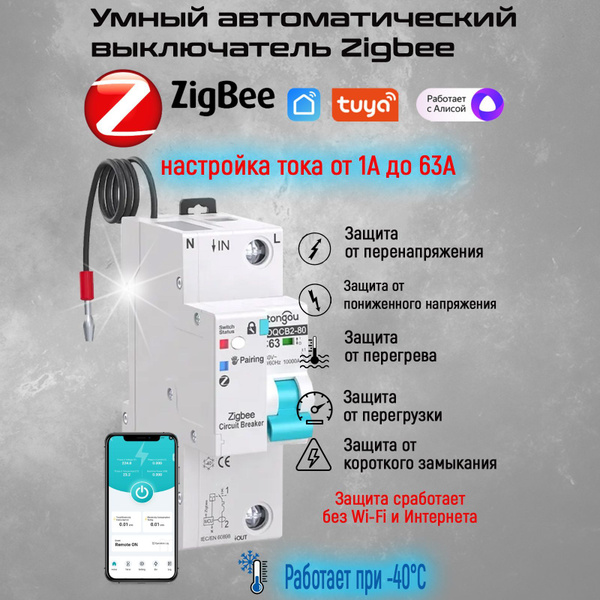 Умный автоматический выключатель Zigbee MCB 2mgtt - программируемый ...