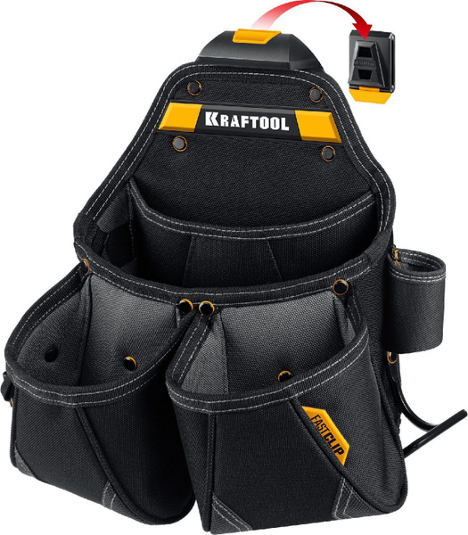 KRAFTOOL KP-15 с быстросъёмным креплением FastClip, 15 карманов и петель, 350 х 320 мм, поясная ...