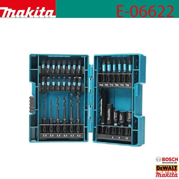 Makita E-06622 Набор ударных сверл по металлу черного цвета и отверток ...