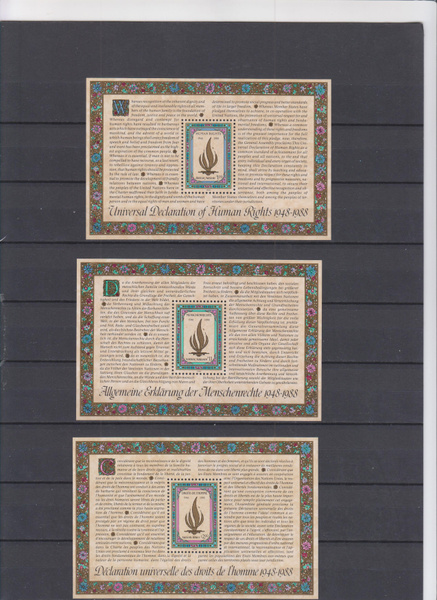 1988 Год - 40-я годовщина принятия Декларации ООН о правах человека. Блоки всех 3-х ...