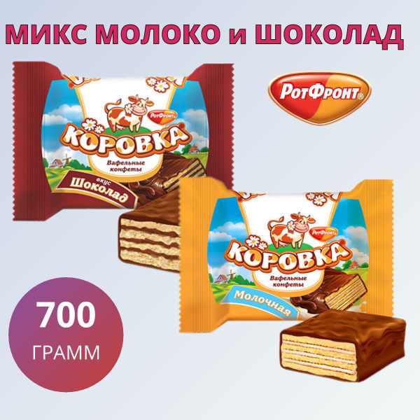 Конфеты вафельные Коровка вкус Шоколад и Коровка Молочная, Рот Фронт ...