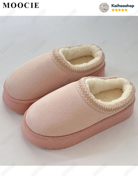 Тапочки Женский MOOCIE, размер 40, 41 розовый Толстая подошва Платформа Без застёжки Зима купить ...