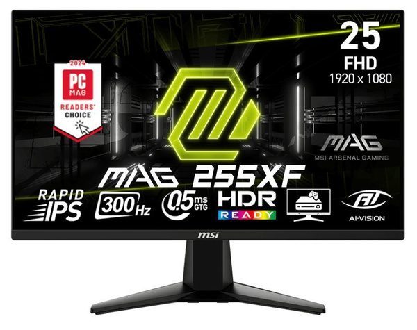 MSI 25" Монитор MAG255-XF/HDR10/300Hz/0.5ms GTG/Rapid IPS, черный ...