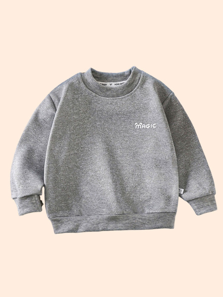 Толстовка Девочки, Мальчики BCATON средне-серый Полиэстер, размер 100 облегающий Длинный ...