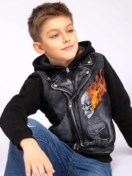 Толстовка Мальчики ШОping черный Молния Хлопок, Полиэстер, размер 134, 140 прямой Длинный Россия ...