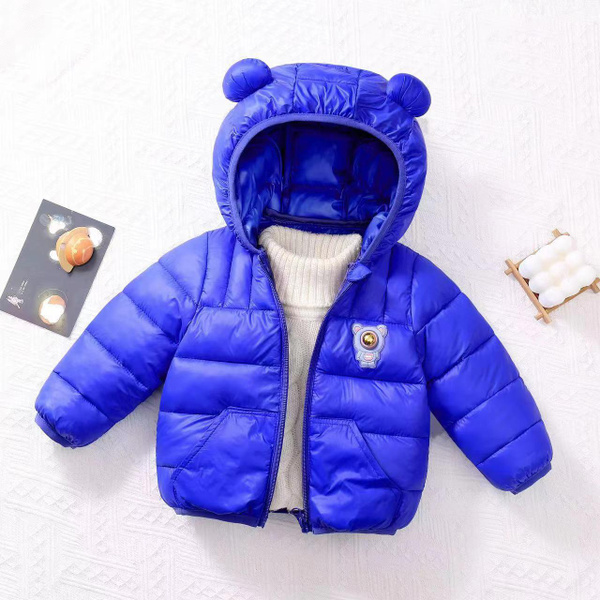 Куртка Мальчики, Девочки THANHDAT синий неон Полиэстер, размер 92, 98 Длинный Демисезон оверсайз ...