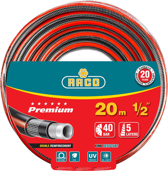RACO PREMIUM, 1/2", 20 м, 40 атм, пятислойный, усиленный двумя слоями ...