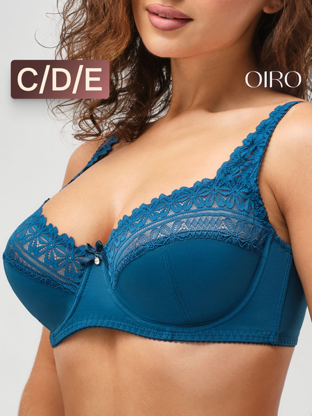 Бюстгальтер Женский OIRO на косточках, с мягкой чашкой, размер 80E изумрудный Полиамид, Эластан ...