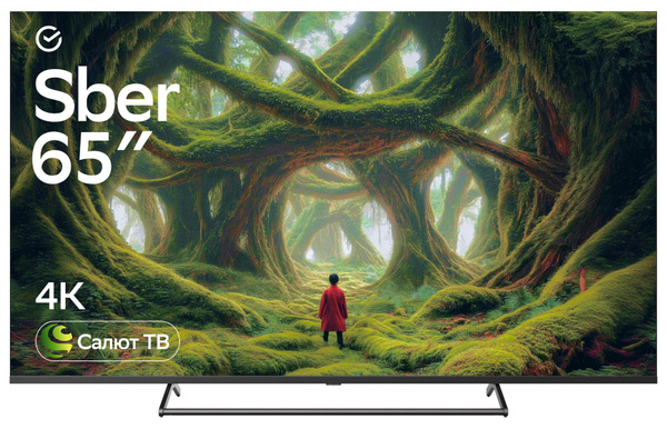 Sber Телевизор SDX-65U4125 Салют ТВ, HDR10, 60 Гц, Wi-Fi 2.4/5 ГГц, HDMI 2.1 65.01" 4K UHD ...