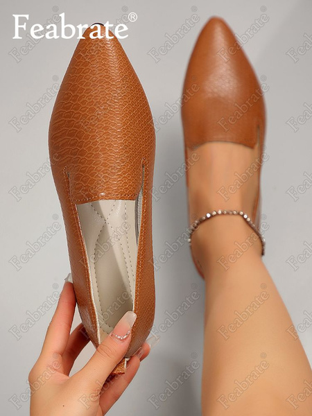 Мокасины Женский Feabrate коричневый, размер 43 Без застёжки R (средняя) Демисезон Закрытый нос ...