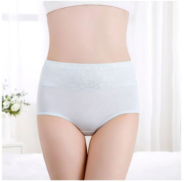 Комплект трусов Женский Miiow Original брифы Хлопок, Спандекс светло-синий, размер 44, 46 ...