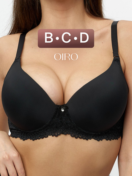 Бюстгальтер Женский OIRO на косточках, формованная чашка, размер 85B черный Полиамид, Полиэстер ...