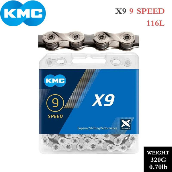 KMC X9, велосипедная цепь, 116 звеньев, 1/2'' X 11/128'' (серебро ...
