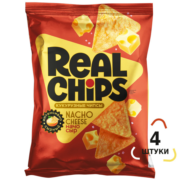 Чипсы кукурузные REAL CHIPS сыр начо 4 пачки купить на OZON по низкой ...