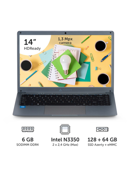 Ноутбук Azerty AZ-1406 Intel Celeron N3350 6 ГБ 6 ГБ, серебристый ...