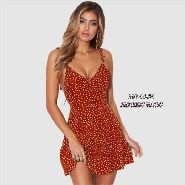 Платье Женский MOOCIE красный Пляжный Без рукавов Погоны, Воротник, размер 50, 52 облегающий ...