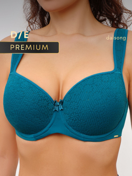 Бюстгальтер Женский DALSONG высокая закрытая чашка, на косточках, размер 80D синий персидский ...