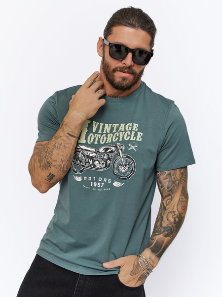 Футболка Мужской AXXELLA хаки Короткий, размер 52 Хлопок свободный ...