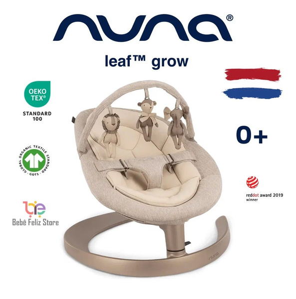 Шезлонг детский Nuna Leaf Grow c дугой с игрушками Sand, светло-бежевый купить на OZON по низкой ...