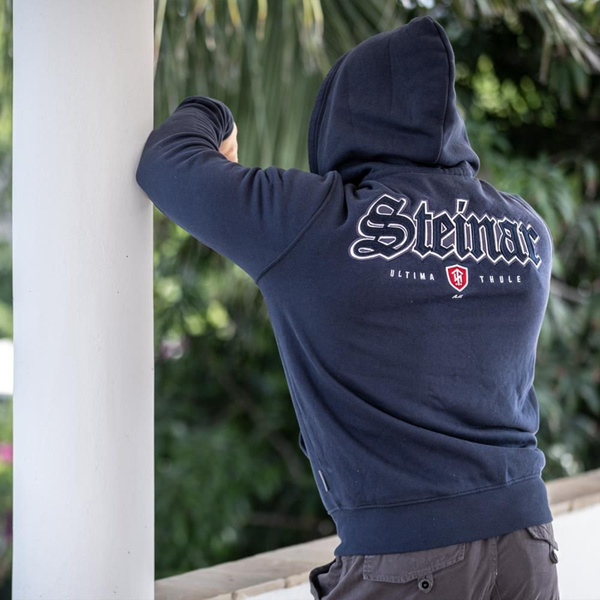 Толстовка Мужской Thor Steinar Вышивка, Капюшон синий Молния, Затягивающийся шнурок Хлопок ...