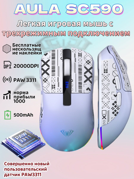 Игровая мышь беспроводная AULA мышь беспроводная aula sc590 , голубой,aula sc590-011 купить c ...