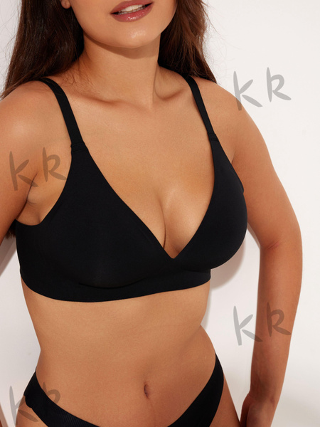 Бюстгальтер Женский без косточек, бесшовный, размер 75C, 80A черный, глубокий черный Полиамид ...