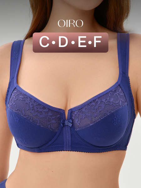Бюстгальтер Женский OIRO мягкая чашка на каркасе, на косточках, размер 100C синий Нейлон ...