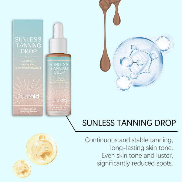 Капли для загара без солнца Bushaid с арбузным вкусом и экстрактом мяты ...