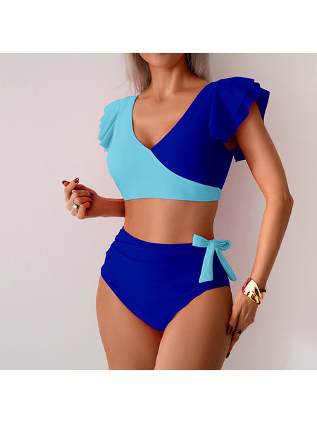 Купальник раздельный Женский MOOCIE синий, размер 46, 48 Плавание Средняя Эластичная Однотонный ...