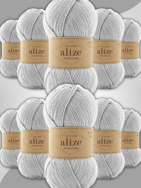 Пряжа Alize Wooltime (Ализе Вултайм) - 208 ( Мокрый снег ), 100 г / 200 м (75% шерсть, 25% ...