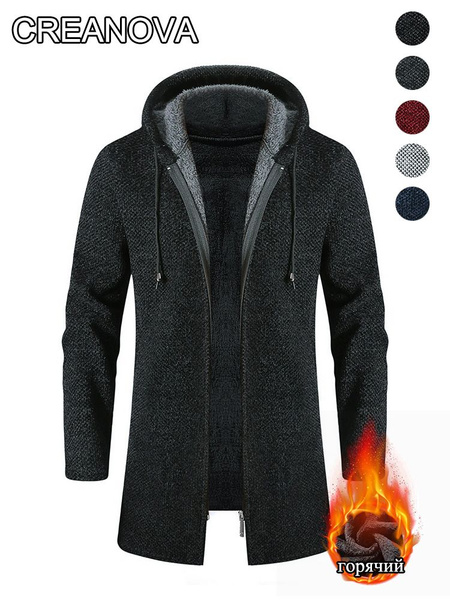 Кардиган Мужской CREANOVA черный Политекс, размер 56 Молния свободный Длинный Китай купить c ...