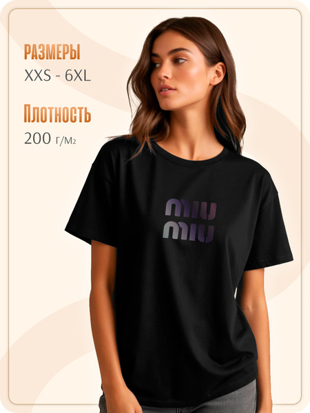Футболка Женский Miu Miu черный глубокий черный Средний размер 46