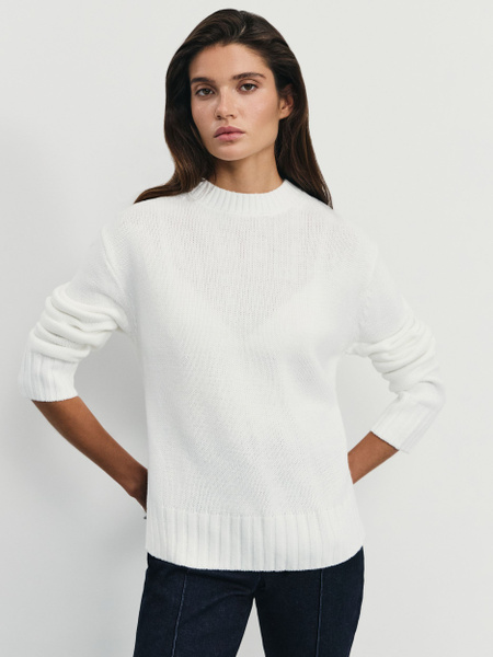 Джемпер Женский Zarina ванильный Акрил, размер 52 оверсайз Длинный Однотонный Китай купить c ...