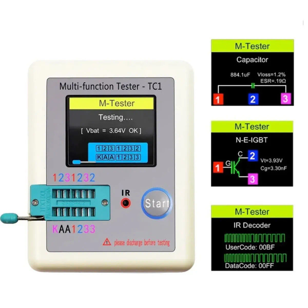 Многофункциональный транзисторный тестер LCR-TC1 купить на OZON по низкой цене (1924440340)