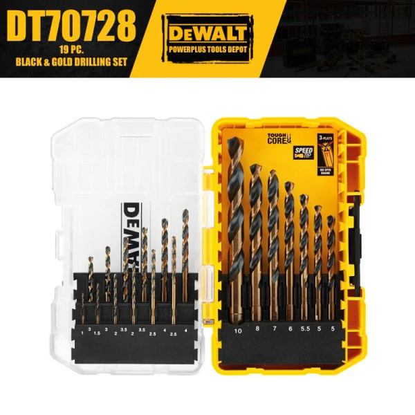 DEWALT DT70728 19 ПК. ЧЕРНЫЙ И ЗОЛОТОЙ Набор для сверления Аксессуары ...