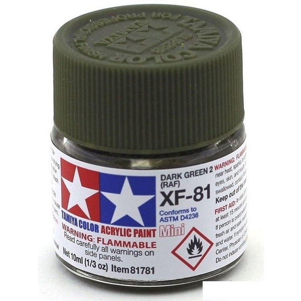 Краска акриловая XF-81 Dark Green 2 RAF flat, acrylic paint mini 10 ml ...